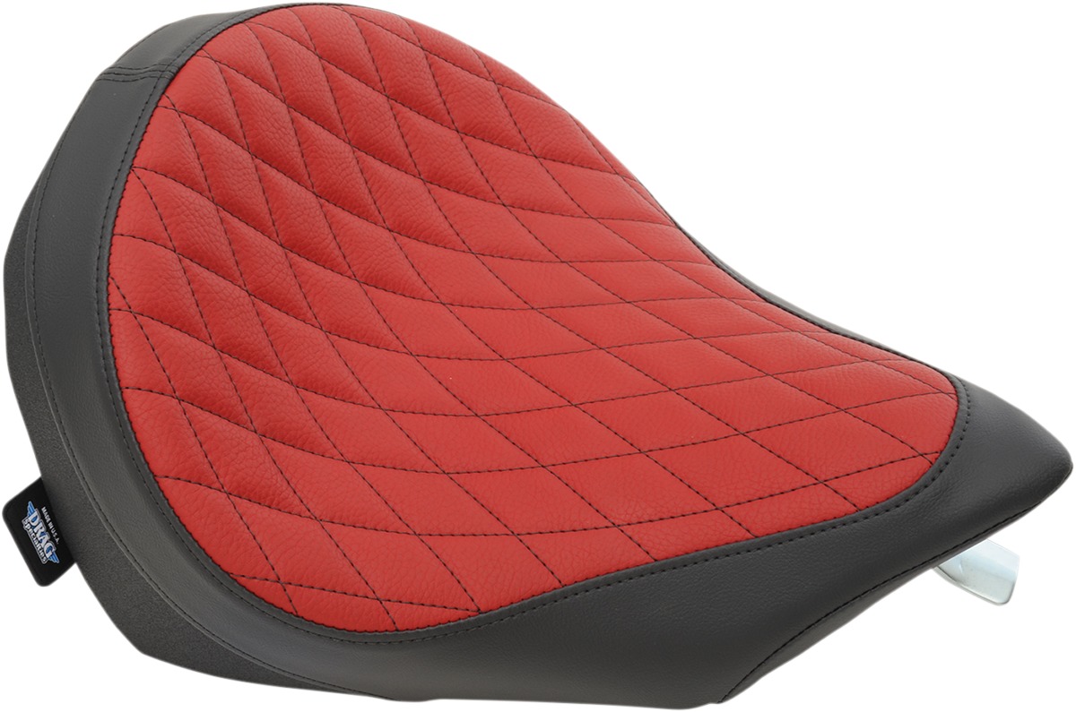 Low-Profile Diamond SR Leather Solo Seat Black/Red - Pipe City